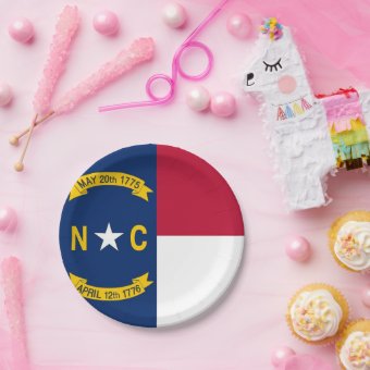 Patriotic paper plate with flag of North Carolina | Zazzle