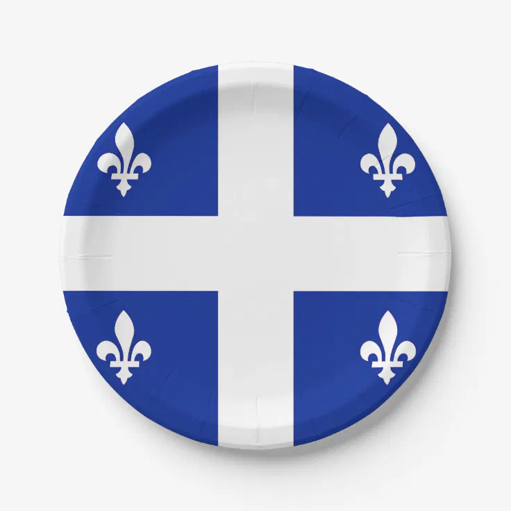 Patriotic paper plate with flag of Quebec | Zazzle