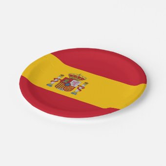 Patriotic paper plate with flag of Spain | Zazzle