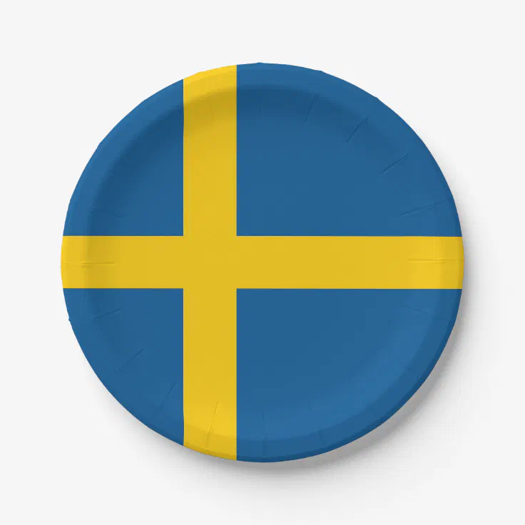 Patriotic paper plate with flag of Sweden | Zazzle