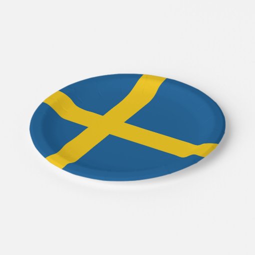 Patriotic paper plate with flag of Sweden | Zazzle