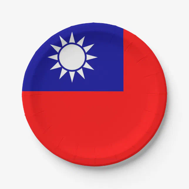 Patriotic paper plate with flag of Taiwan | Zazzle