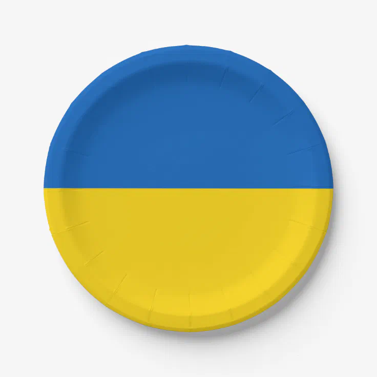 Patriotic paper plate with flag of Ukraine | Zazzle