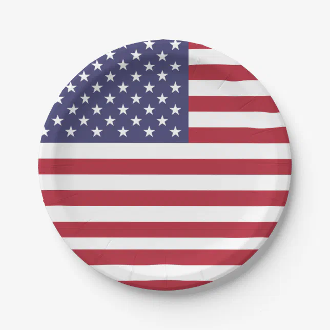 Patriotic paper plate with flag of USA. | Zazzle