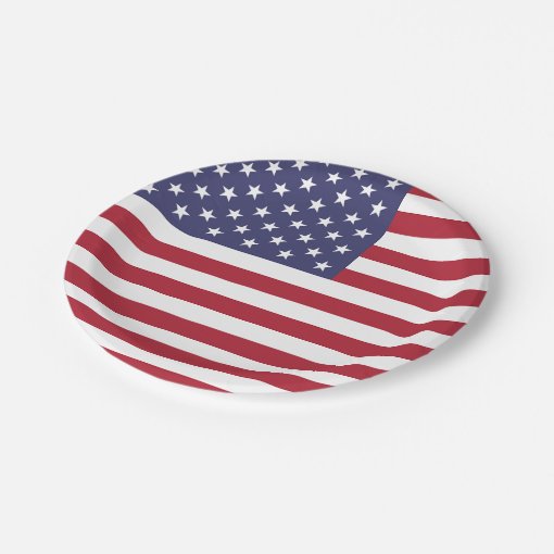 Patriotic paper plate with flag of USA. | Zazzle
