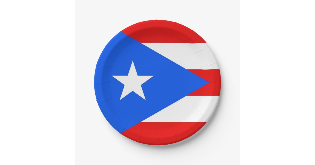 Patriotic paper plate with Puerto Rico flag | Zazzle