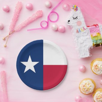 Patriotic paper plate with Texas flag | Zazzle