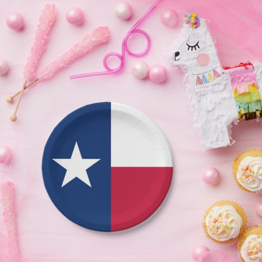 Patriotic paper plate with Texas flag | Zazzle