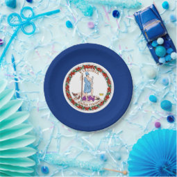 Patriotic paper plate with Virginia flag | Zazzle