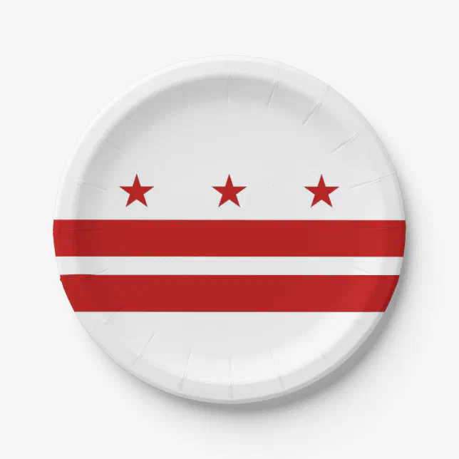 Patriotic paper plate with Washington DC flag | Zazzle