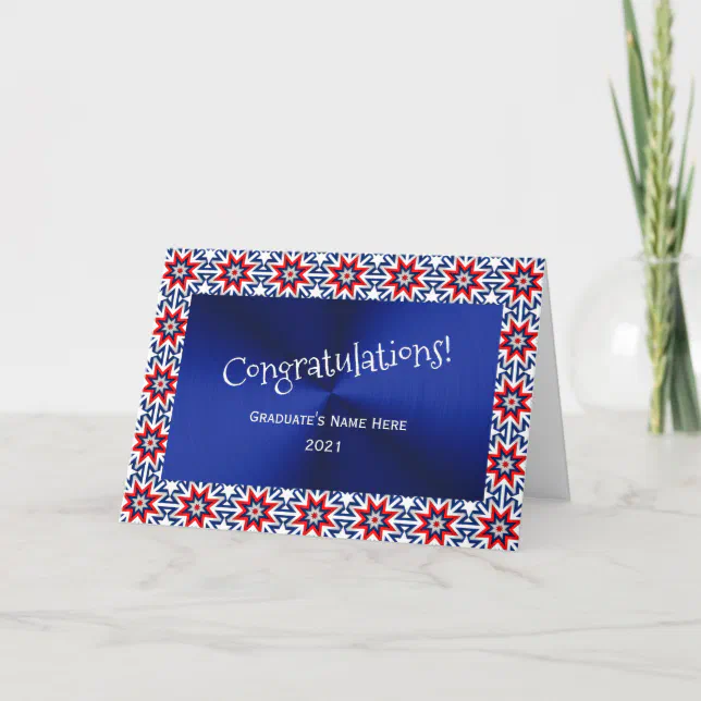 Patriotic Pattern Congratulations Graduation Card | Zazzle