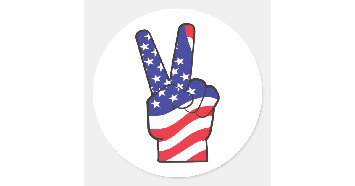 Patriotic Peace Sign Classic Round Sticker | Zazzle