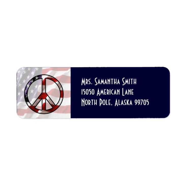 Patriotic Peace Sign Flag Address Label | Zazzle