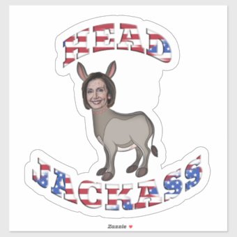 Patriotic Pelosi Head Jackass Sticker | Zazzle