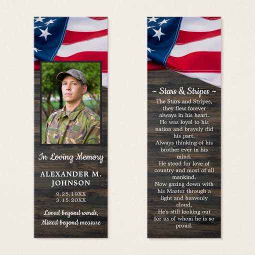 Patriotic Photo Military Funeral Prayer Bookmark | Zazzle