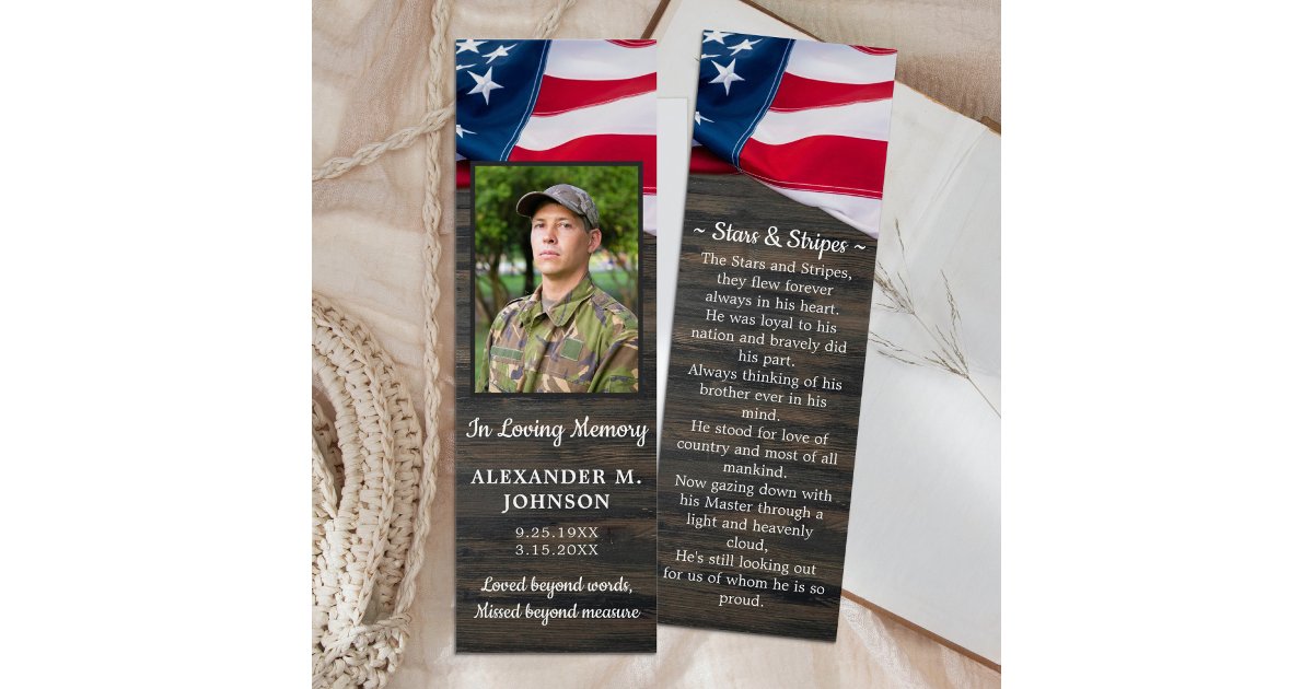 Patriotic Photo Military Funeral Prayer Bookmark | Zazzle