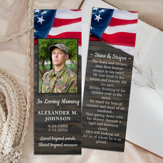 Patriotic Photo Military Funeral Prayer Bookmark | Zazzle