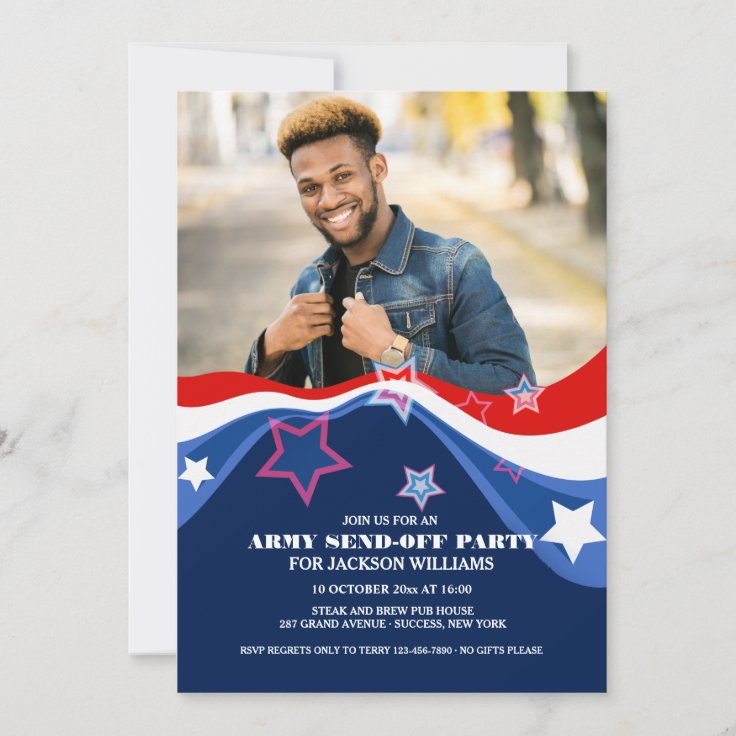 Patriotic Photo Military Send-Off Invitation | Zazzle