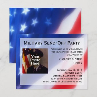 Patriotic Photo Military Send-off Party Invitation | Zazzle