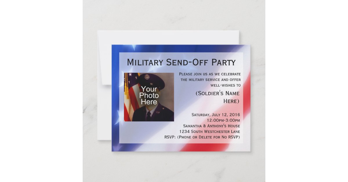 Patriotic Photo Military Send-off Party Invitation | Zazzle