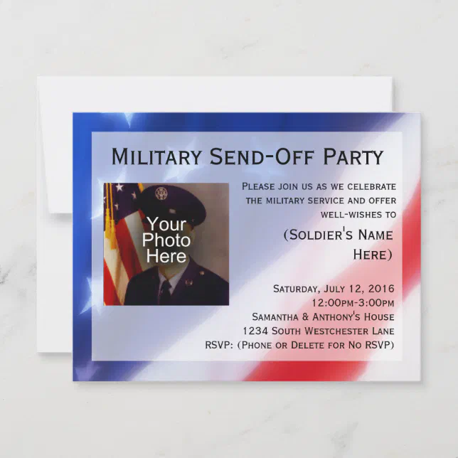 Patriotic Photo Military Send-off Party Invitation | Zazzle