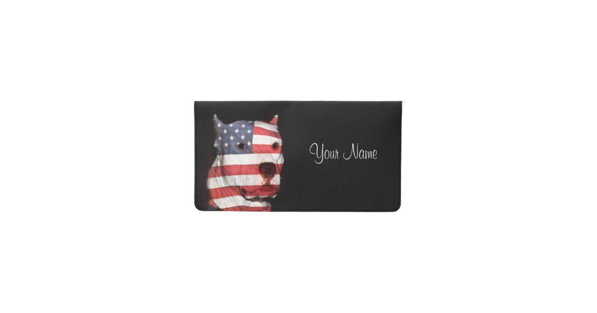 Patriotic pitbull terrier checkbook cover | Zazzle