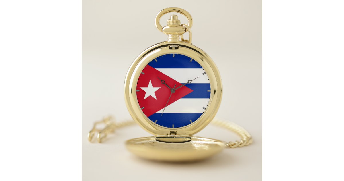 Patriotic Pocket Watch Flag of Cuba | Zazzle