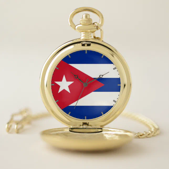 Patriotic Pocket Watch Flag of Cuba | Zazzle