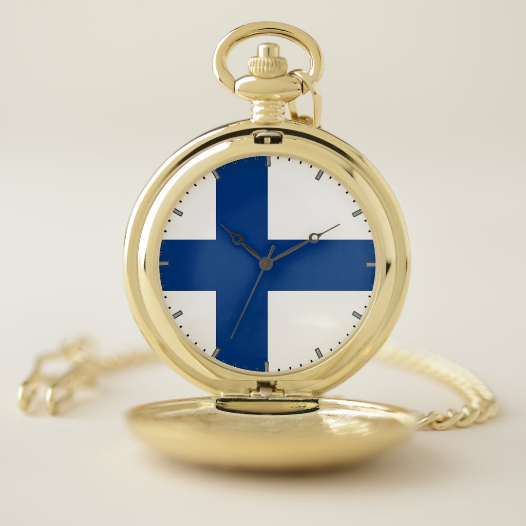 Patriotic Pocket Watch Flag of Finland | Zazzle