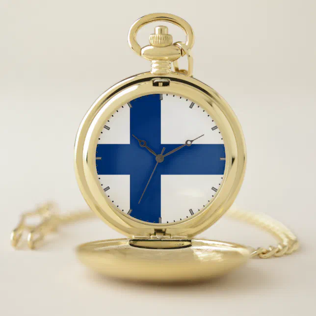 Patriotic Pocket Watch Flag of Finland | Zazzle