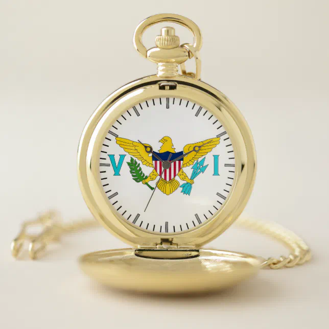 Patriotic Pocket Watch Flag of Virgin Islands, USA | Zazzle