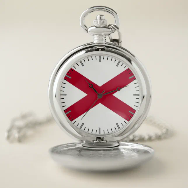 Patriotic Pocket Watch with Flag of Alabama, USA | Zazzle