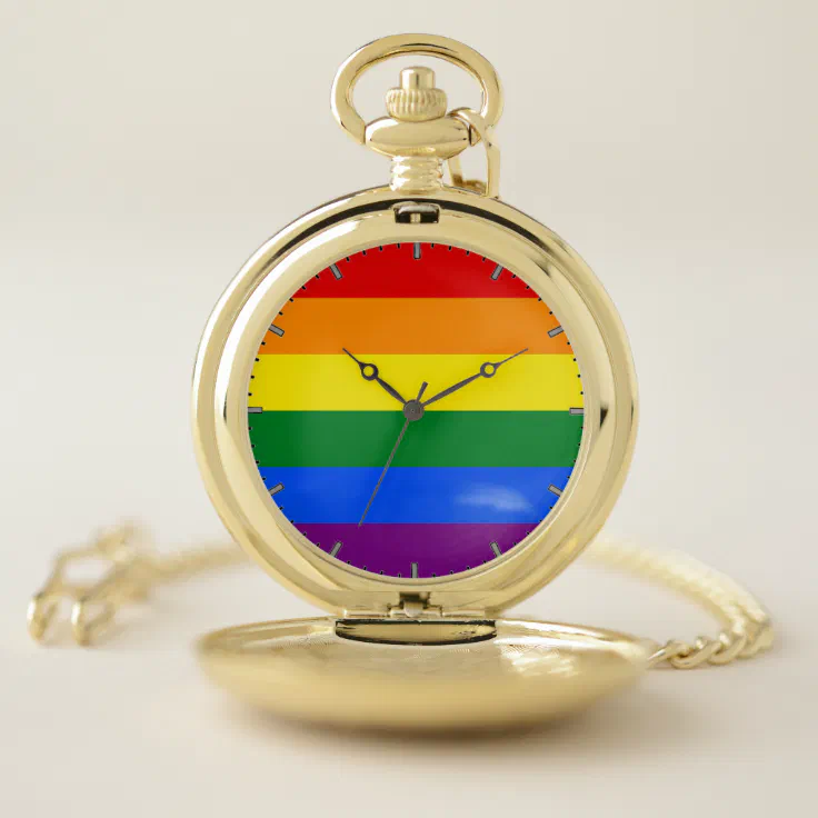 Patriotic Pocket Watch with Pride Flag of LGBT | Zazzle