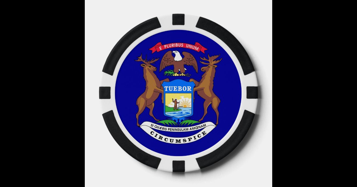 Patriotic poker chips with Flag Of Michigan | Zazzle