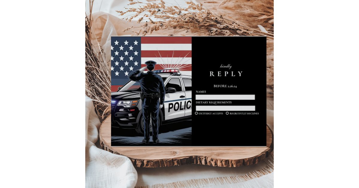 Patriotic Police Officer Graduation RSVP Card | Zazzle