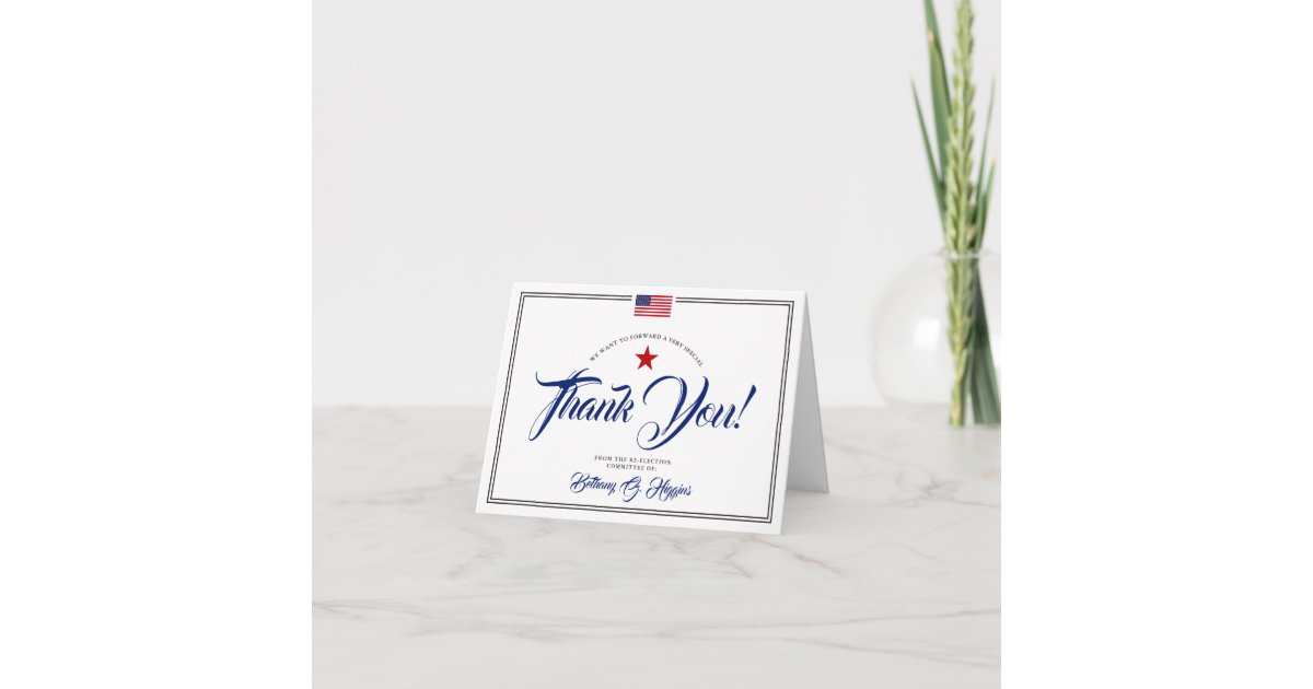Patriotic Political Themed Donation Thank You Card | Zazzle