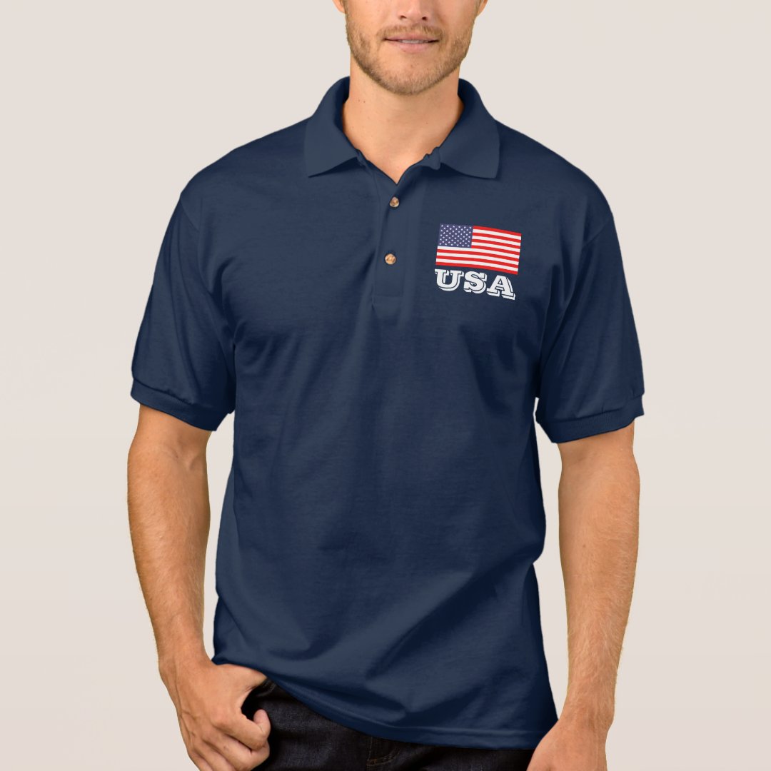 Patriotic polo shirt with American flag | USA | Zazzle