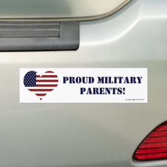 Patriotic Proud Military Parents Bumper Sticker | Zazzle
