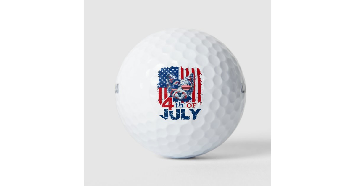 Patriotic Pup Celebrate 4th July Independence Day Golf Balls | Zazzle