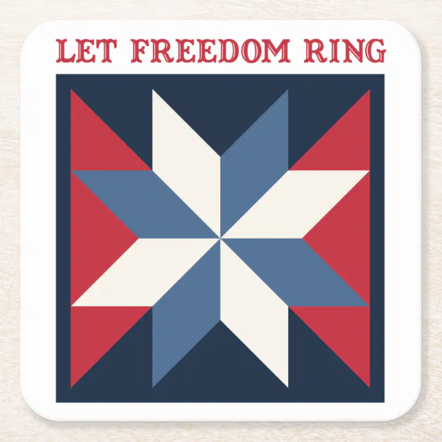 Patriotic Quilt Square Square Paper Coaster | Zazzle