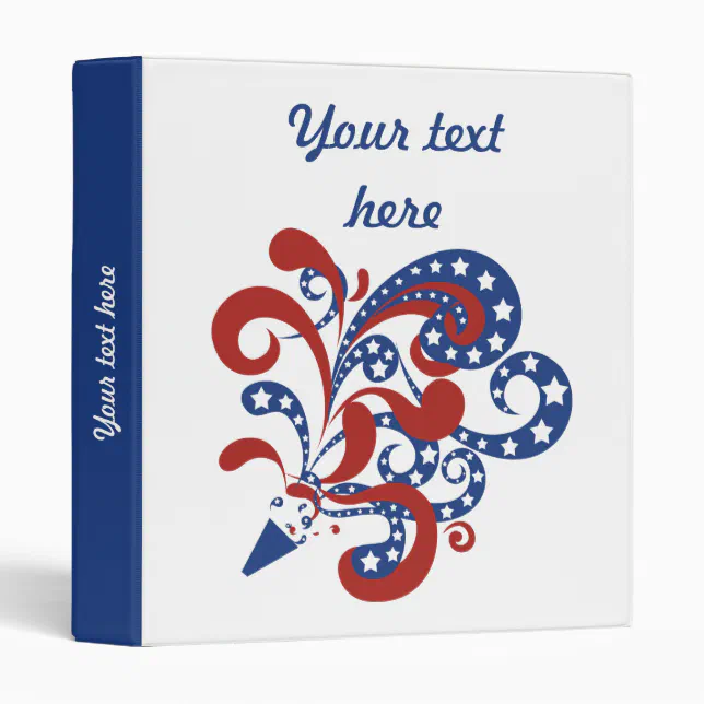 Patriotic Red and Blue Streamers with Stars Binder | Zazzle