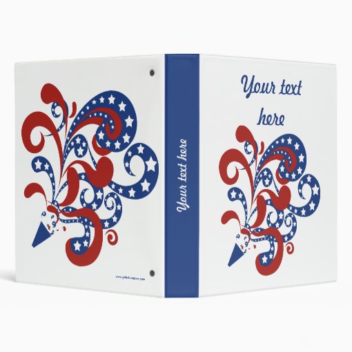 Patriotic Red and Blue Streamers with Stars Binder | Zazzle