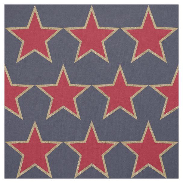 Gold Stars Pattern Navy Blue ID497 Fabric | Zazzle