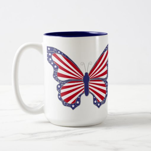 Patriotic Red White And Blue Butterfly Mug | Zazzle
