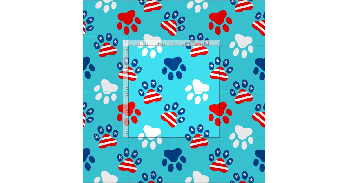 Patriotic Red White and Blue Dog Paws Pattern Fabric | Zazzle