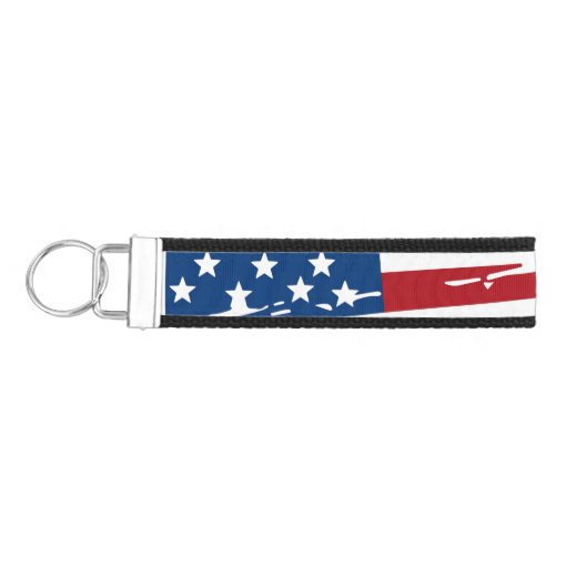 Patriotic Red White Blue American Flag Wrist Keychain | Zazzle