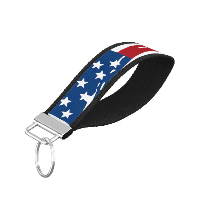 Patriotic Red White Blue American Flag Wrist Keychain | Zazzle