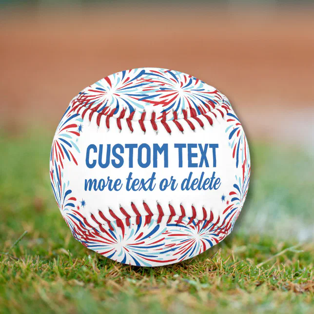 Patriotic Red White Blue Fireworks July 4th Custom Baseball | Zazzle