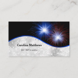 Patriotic Red White Blue Fireworks Logo Business Card | Zazzle