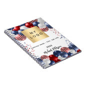 Patriotic red white blue flag usa business logo notebook | Zazzle